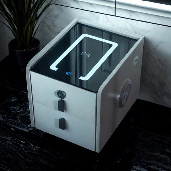 Ivy Bronx Narrow Smart Bedside Table | Fingerprint Lock + Wireless ...