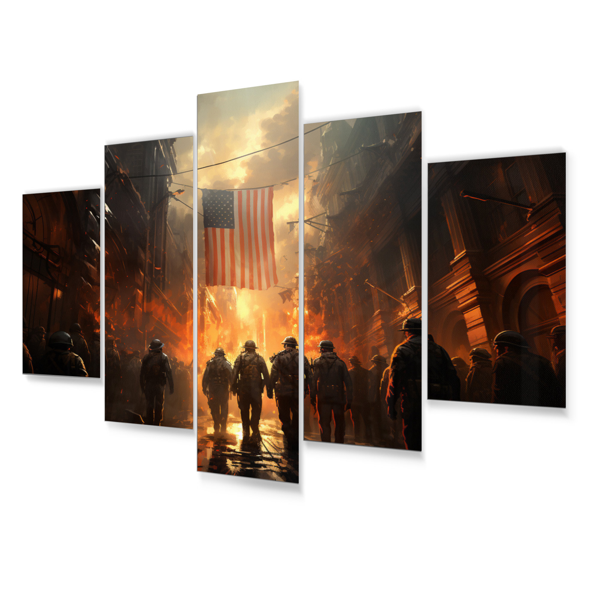 Design Art Fireman Heroes in Action III - Fireman Metal Wall Decor Set ...