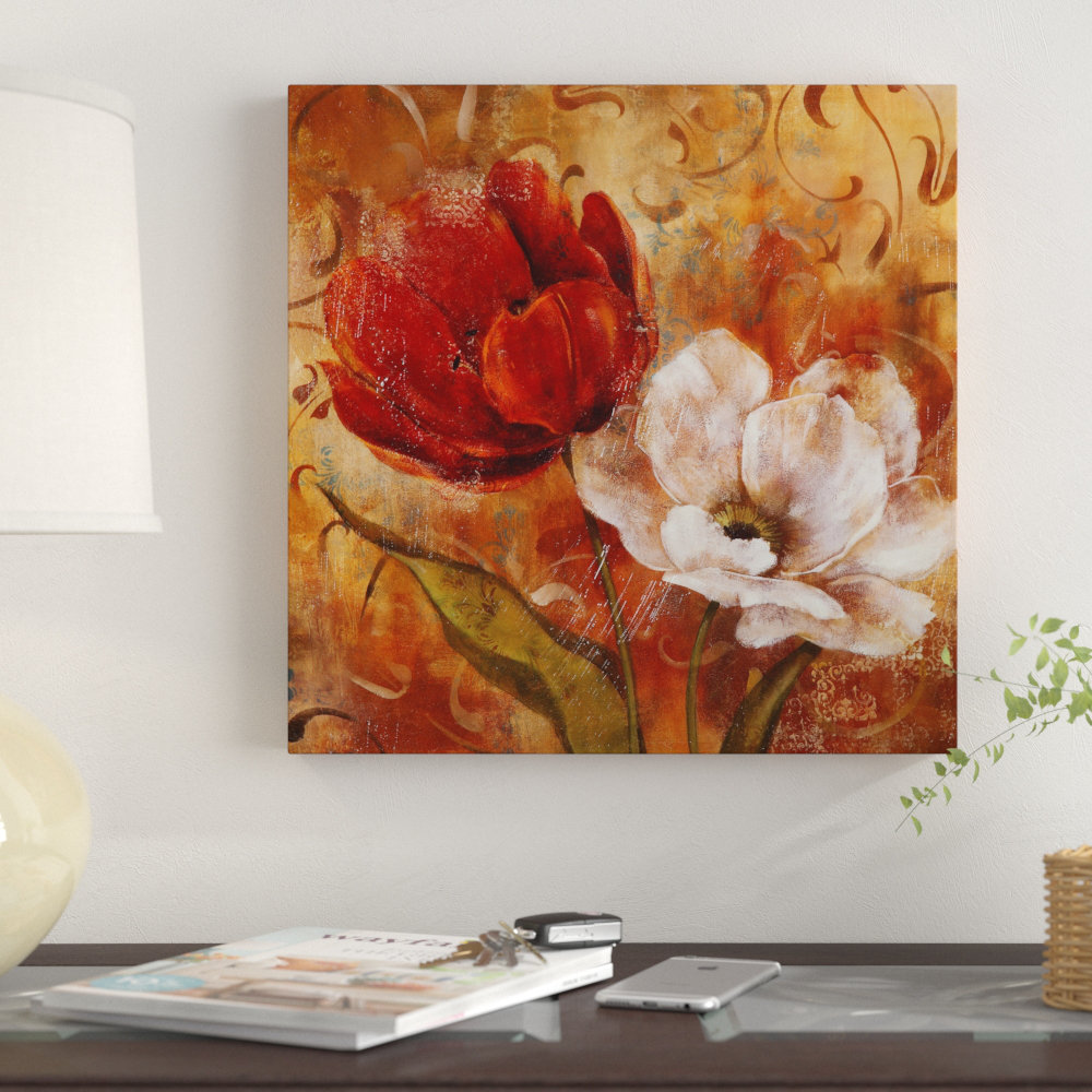 Fleur De Lis Living 'Flower Duet II' Painting Print on Wrapped Canvas ...