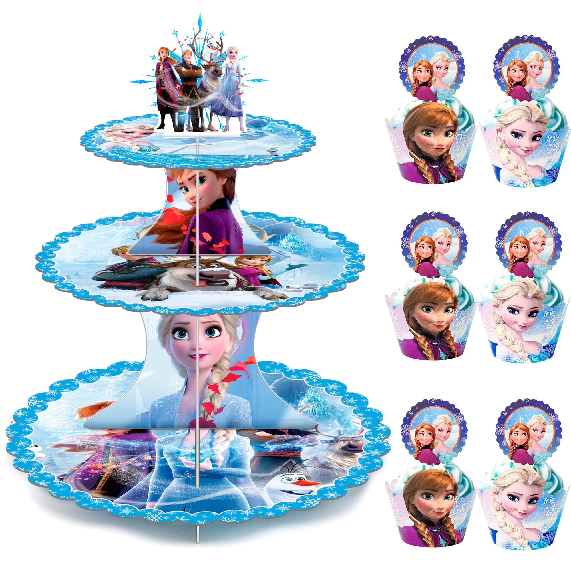 Dakota Fields Frozen Cupcake Stand, 3-Tier Frozen Birthday Cupcake ...