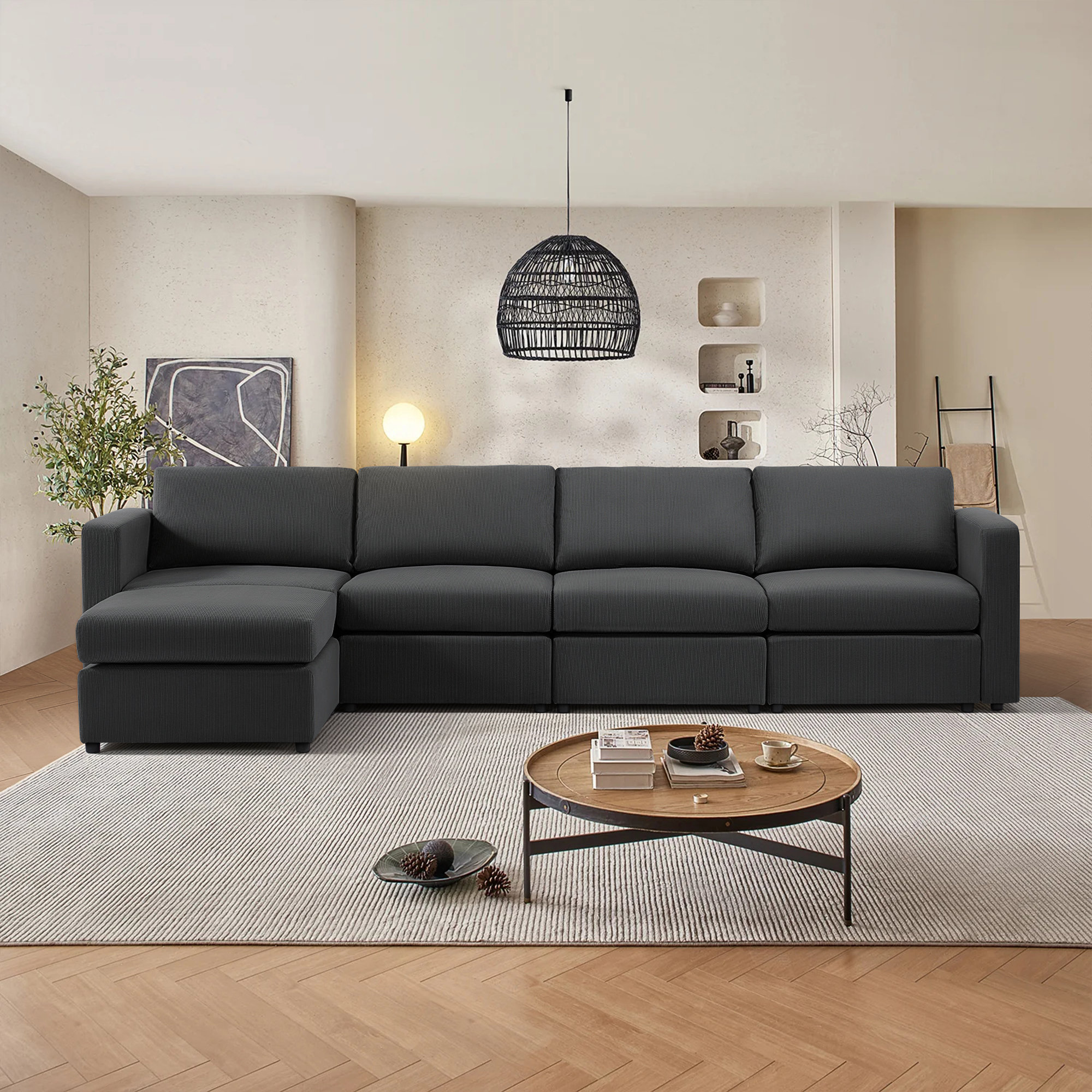 Latitude Run® 5- Piece Corduroy Modular Sectional Sofa & Reviews ...