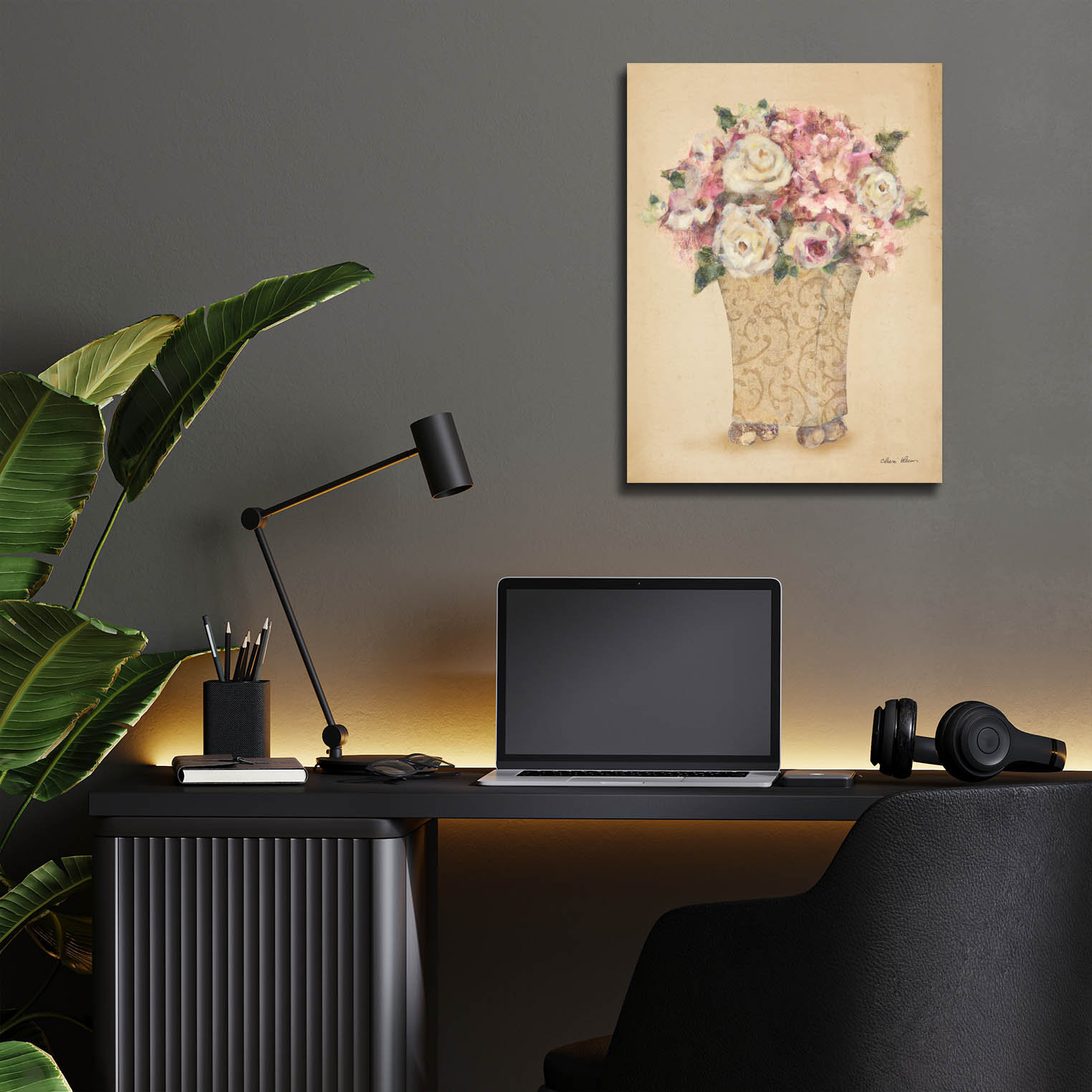 Red Barrel Studio® 'Roses In Painted Vase 1' by Cheri Blum Acrylic ...