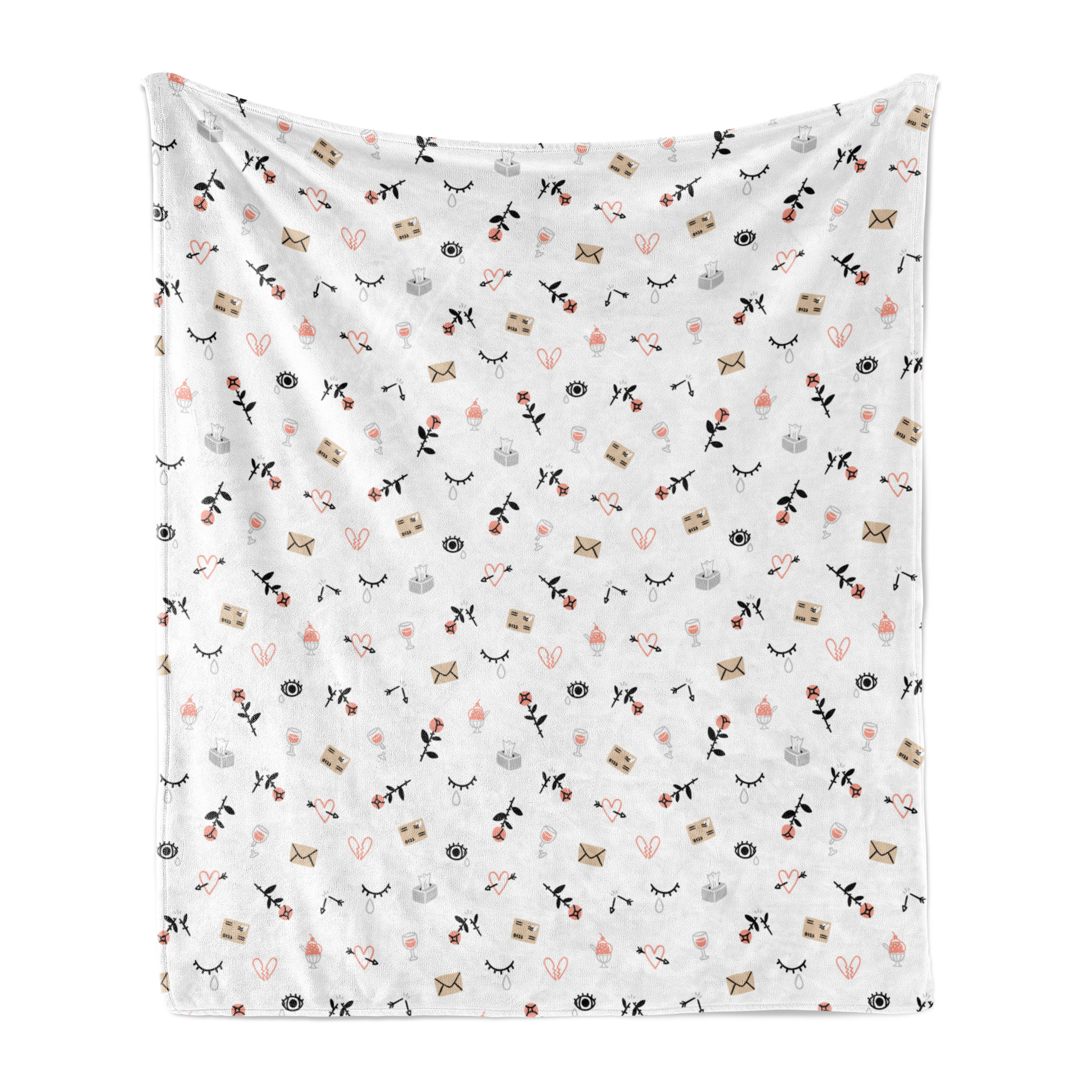 Ambesonne Valentine's Day Fleece Throw Blanket Romantic Tears Rose Pale ...