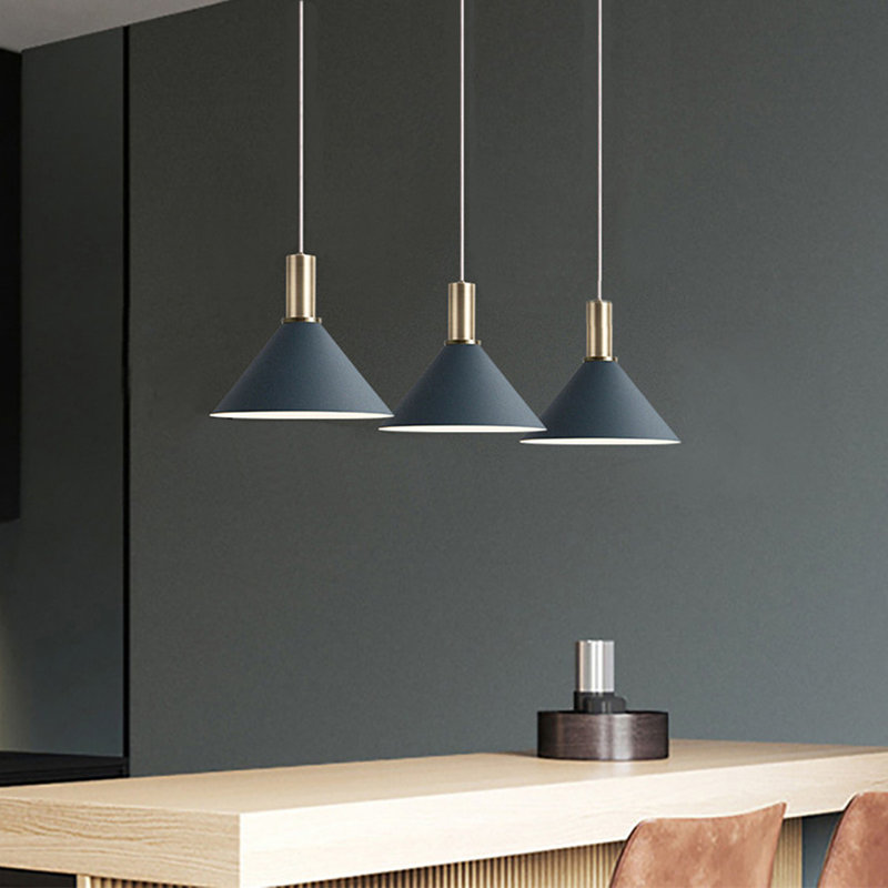 17 Stories Raquan 3 - Light Dark Blue Kitchen Island Pendant - Wayfair ...