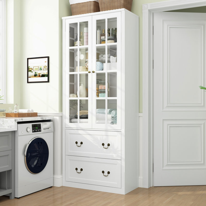 Rebrilliant Novka Freestanding Standard Linen Cabinet & Reviews | Wayfair