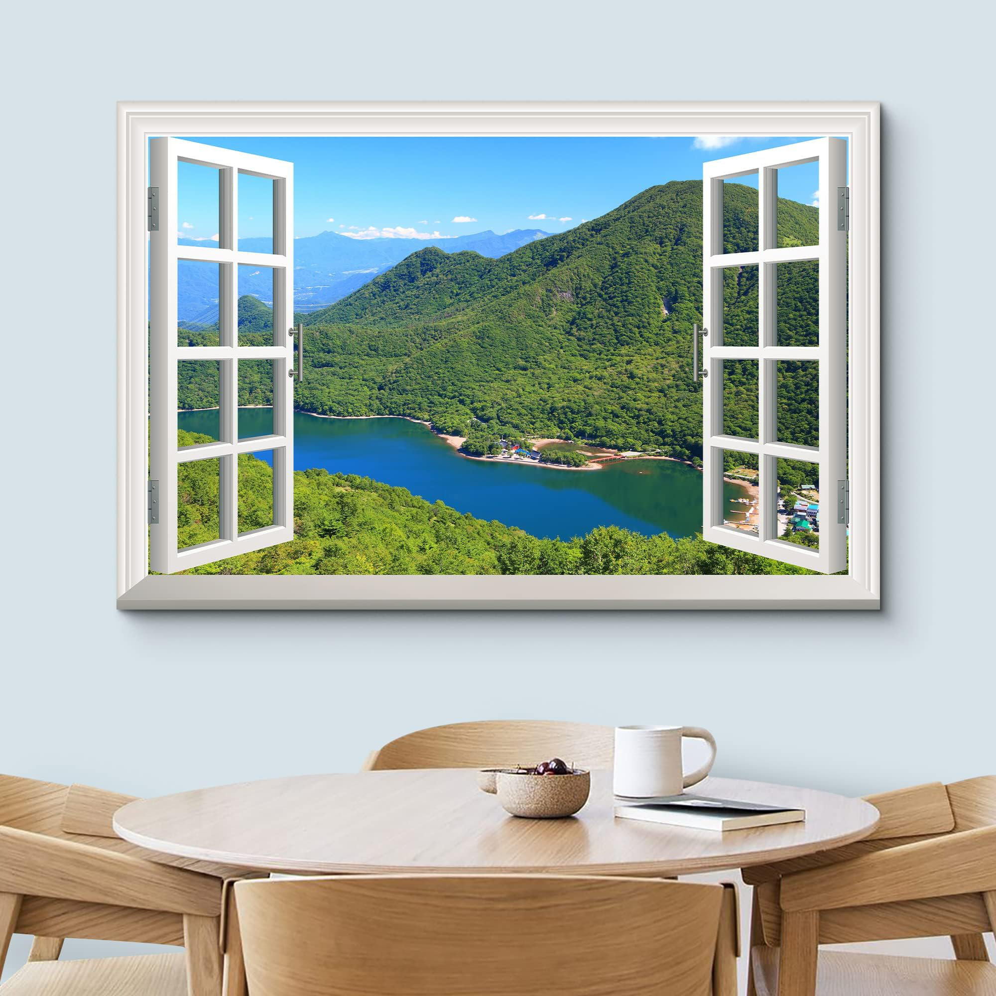 IDEA4WALL Window Scenery " Window View Of Green Mountain Village Nature ...