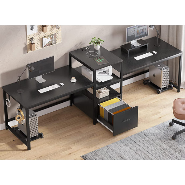 Inbox Zero Hansbury Reversible Desk with Built in Outlets & Reviews ...