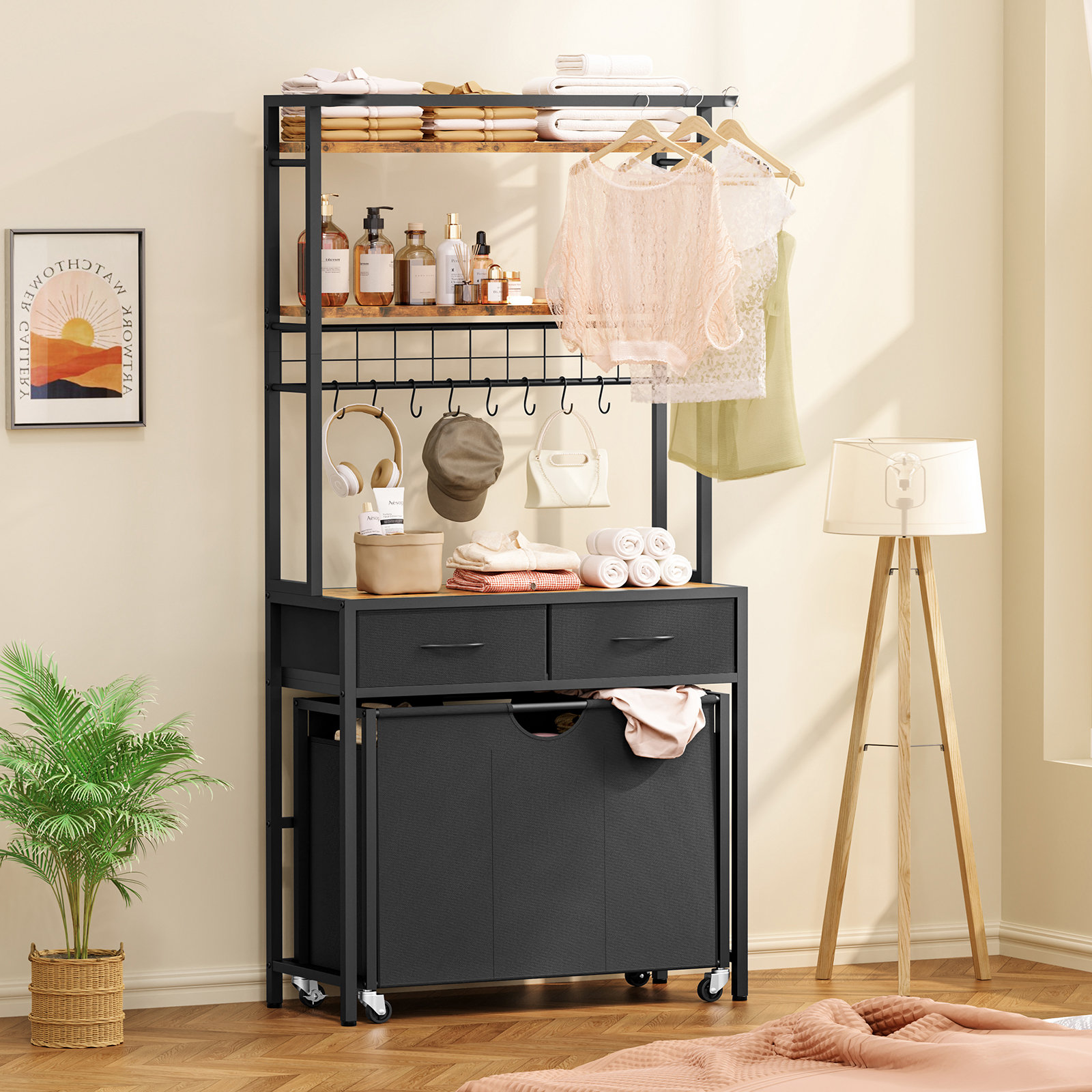 17 Stories Laundry Centre with 3 Section Pull-Out Bags, - Wayfair Canada