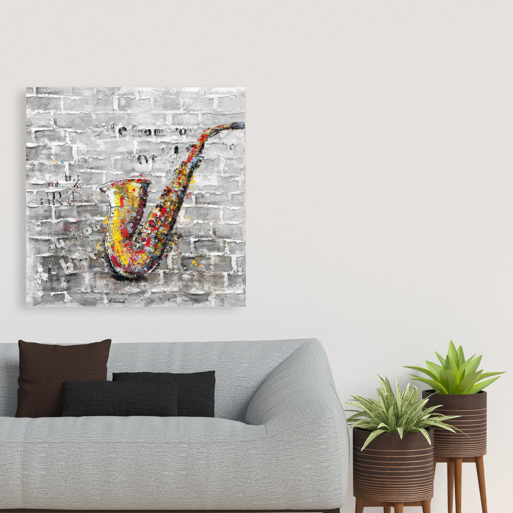 Lark Manor™ Graffiti of a Saxophone - Instrument Living Room Canvas ...