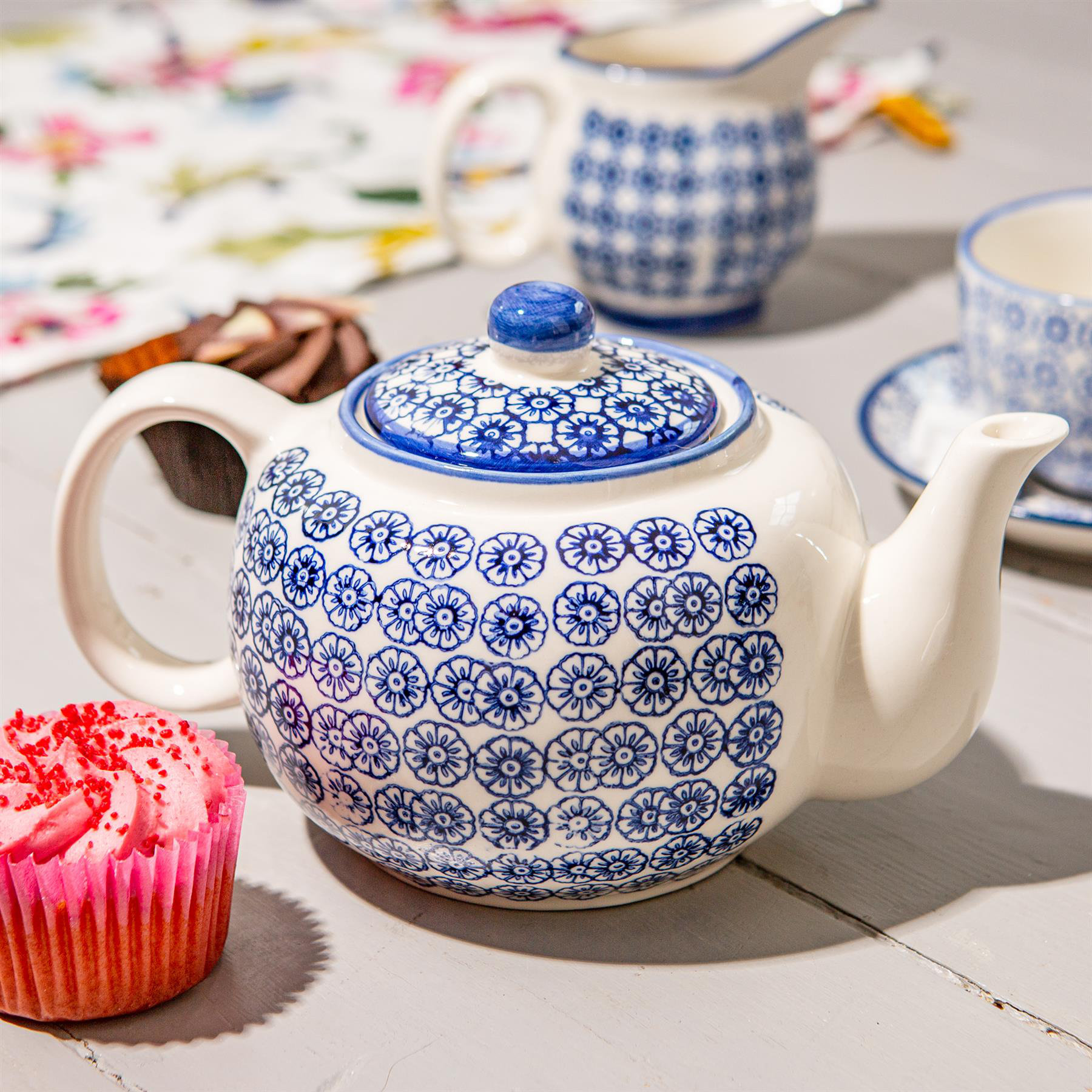 Nicola Spring - Hand-Printed Teapot - 820ml - Navy | Wayfair.co.uk