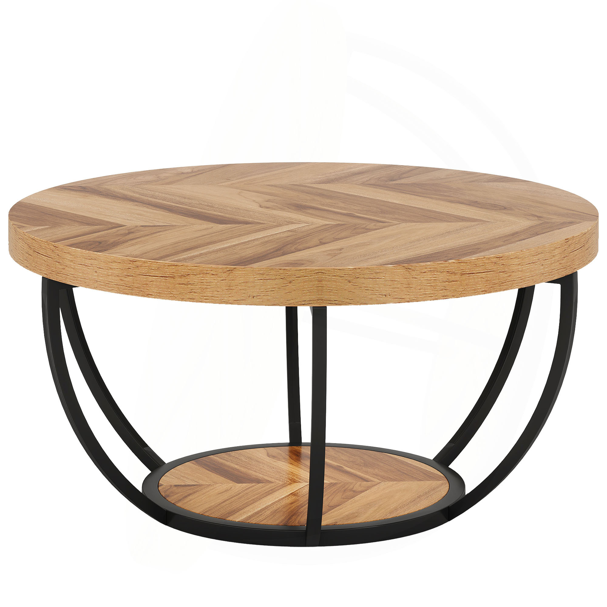 Latitude Run® Round Coffee Table, 31.7" Wooden 2-Tier Circle Coffee ...