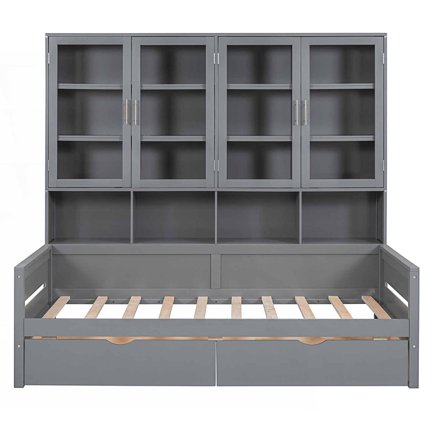 Red Barrel Studio Daybed With Glass-Door Storage Cabinets, Built-In Led ...