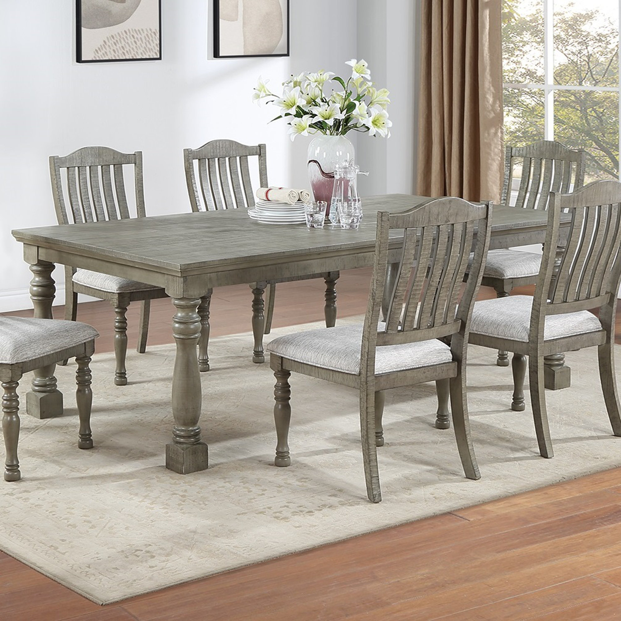 Alcott Hill® Light Grey Dining Table Rectangle Dining Table 1pc Table ...