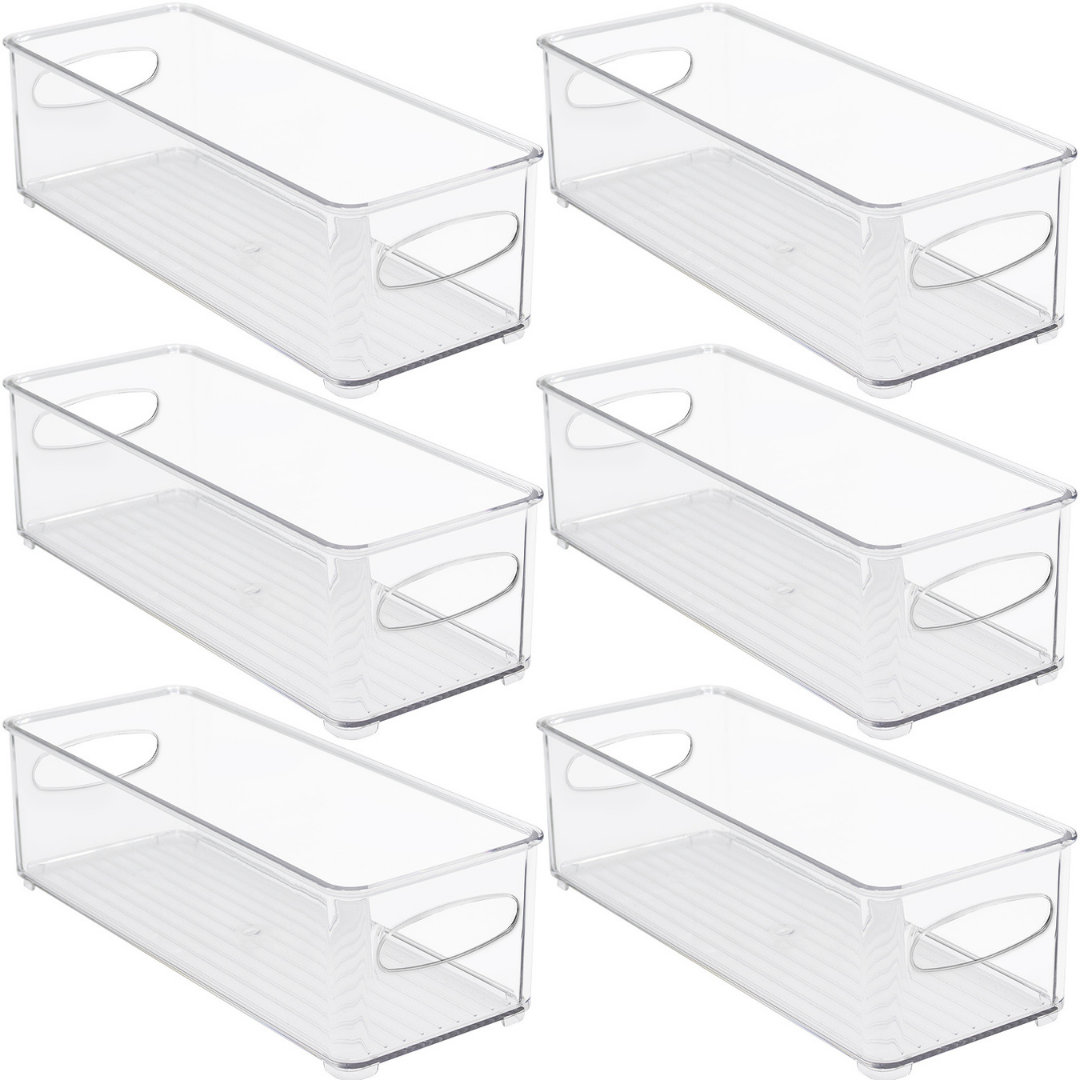 Sorbus 6 Pack Narrow Stackable Clear Storage Bins with Handles ...
