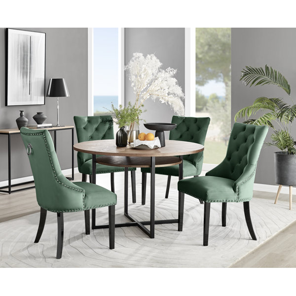 Mercer41 Adler Modern Wooden Round Dining Table Set with Shelf & 4 ...