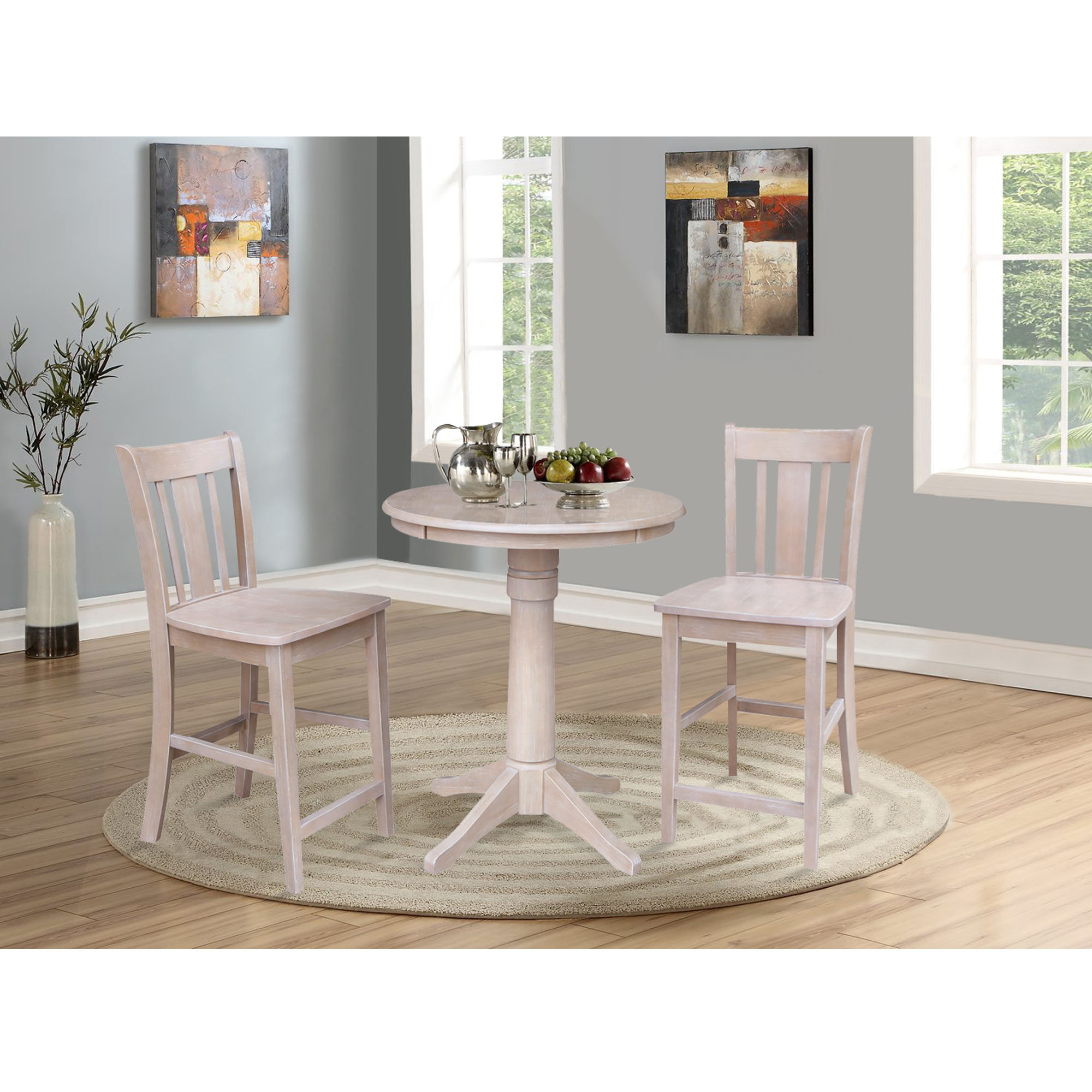 August Grove 3 Piece Round Top Counter Height Dining Set With Slat Back ...