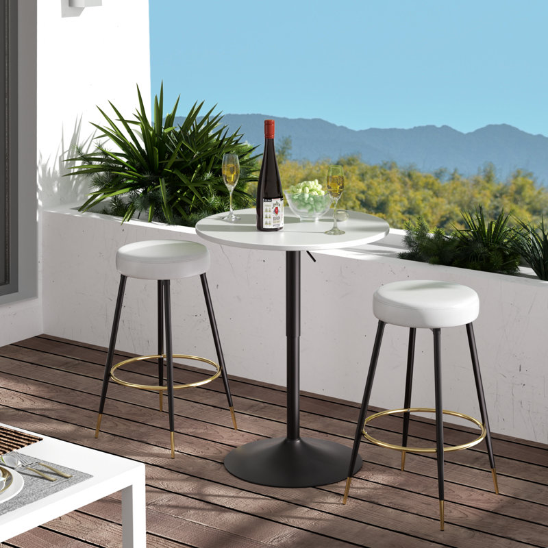 Ebern Designs 23.5" Bistro Pub Table Adjustable Height Round Cocktail ...