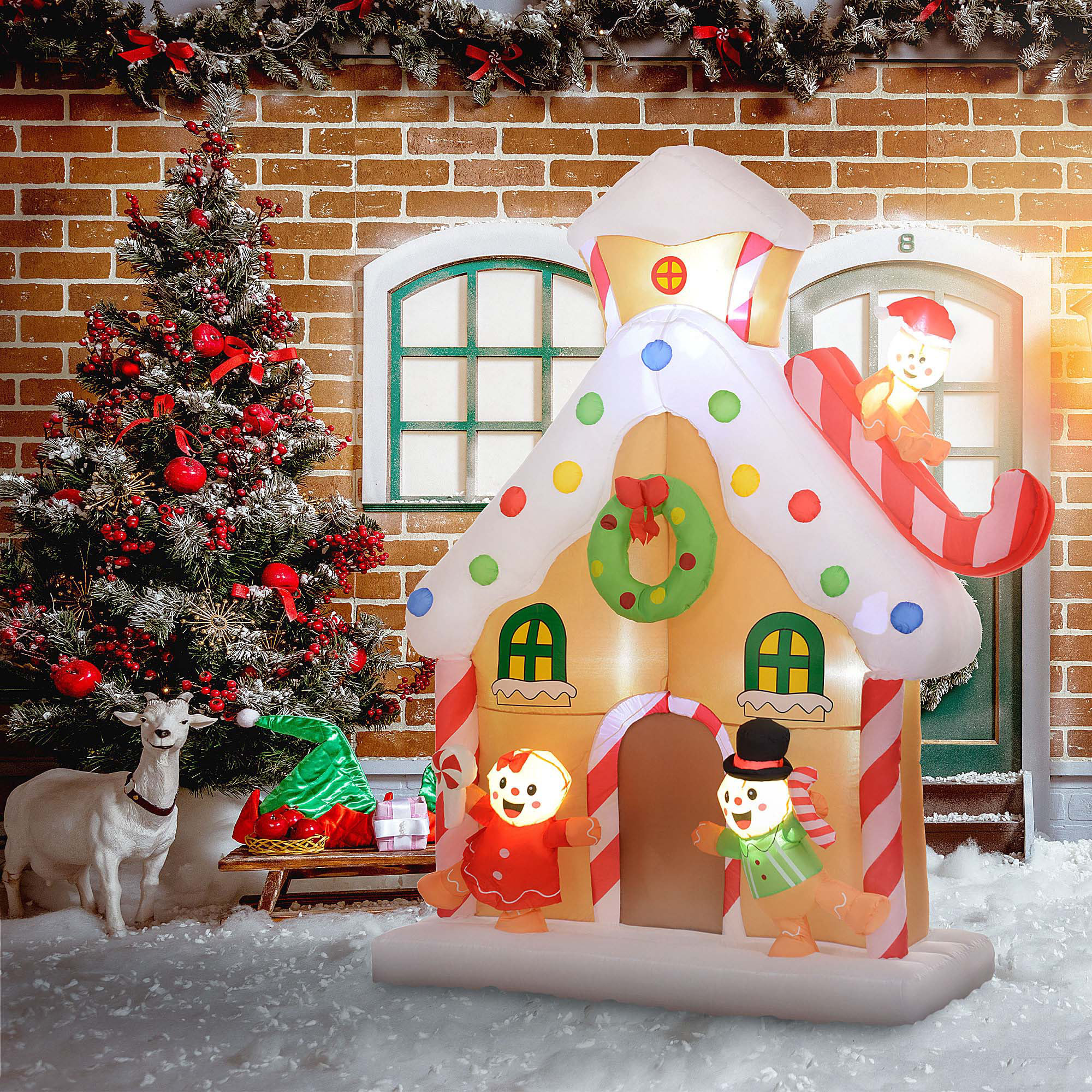 Darby Home Co 7FT Christmas Inflatable Gingerbread House, Giant ...