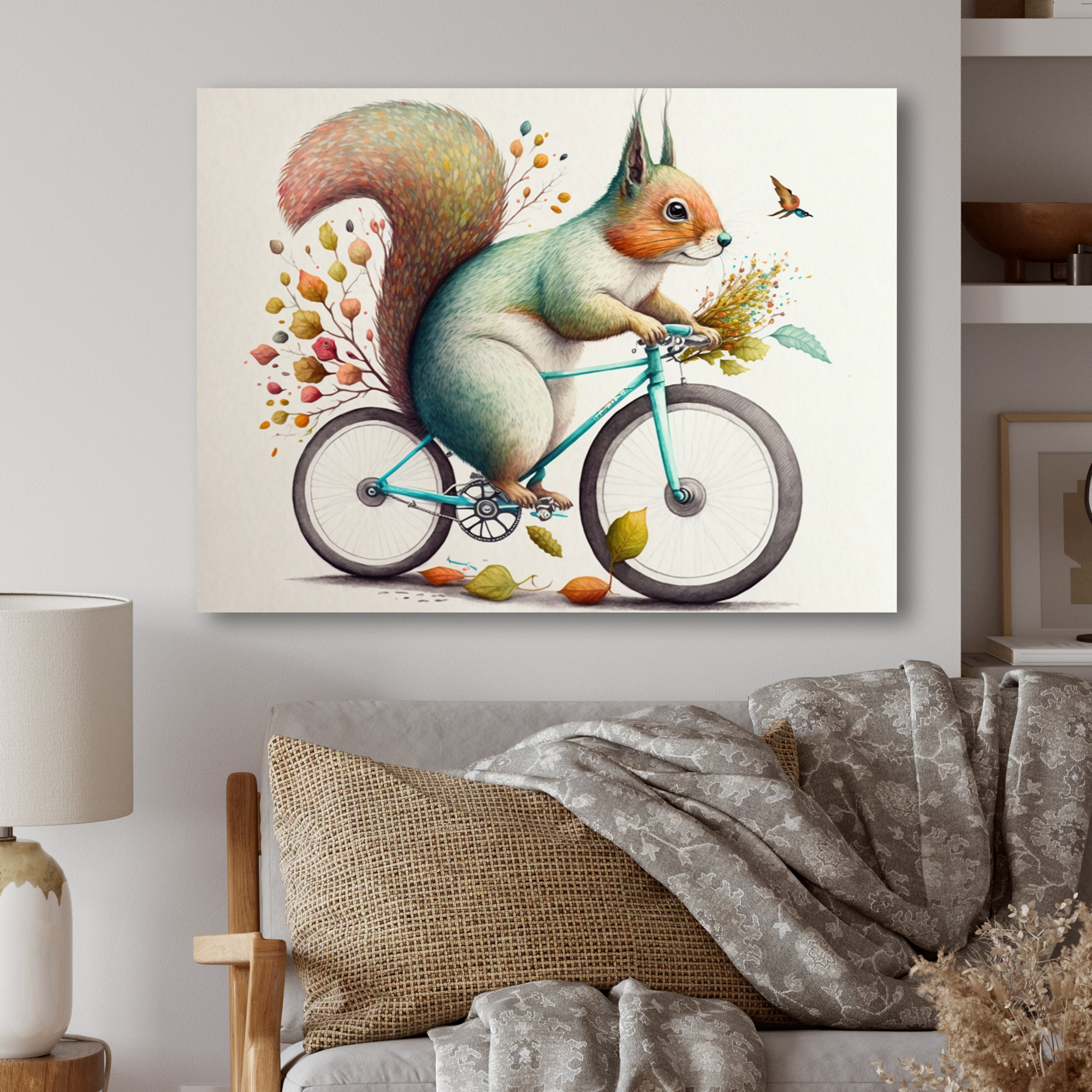 Trinx White Squirrel Ridning Bike - Animals Squirrel Canvas Prints ...