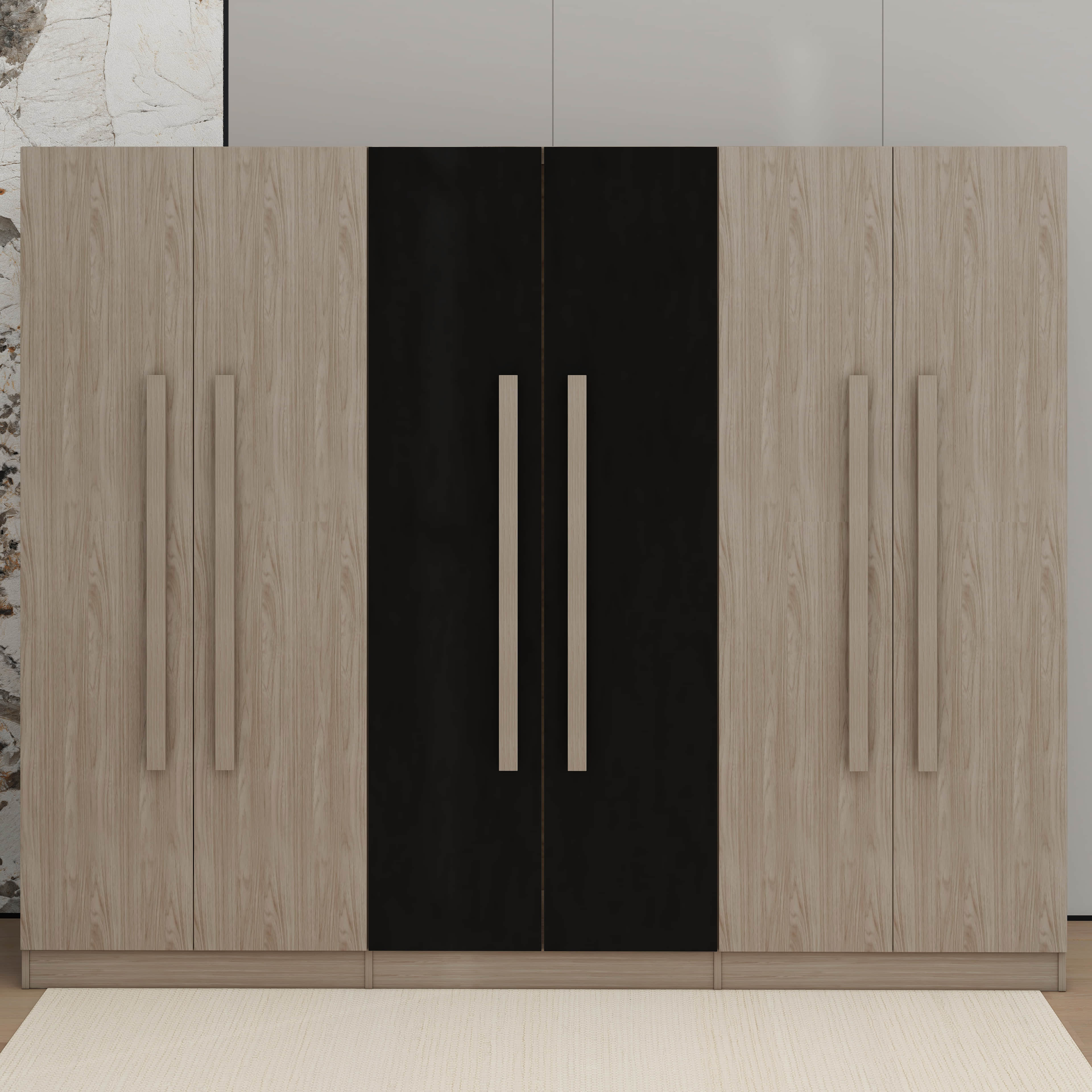 Latitude Run® Jerral 6-Doors Wooden Wardrobe Storage For Bedroom,With 2 ...