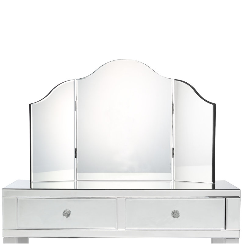 Ebern Designs Modern Contemporary Tri-Fold Tabletop Vanity Mirror, No ...