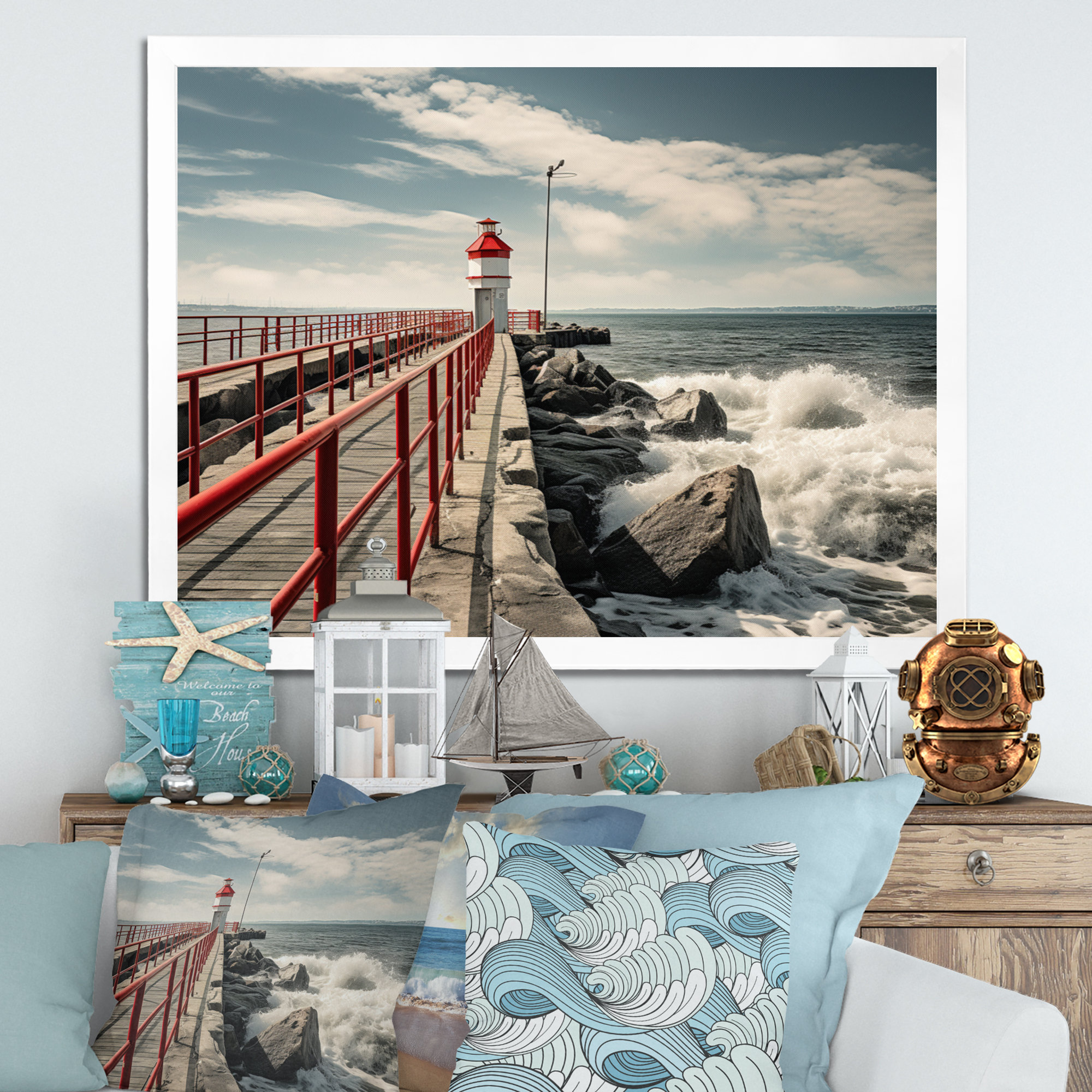Breakwater Bay Pier Whispering Waves II - Coastal Pier Wall Decor ...