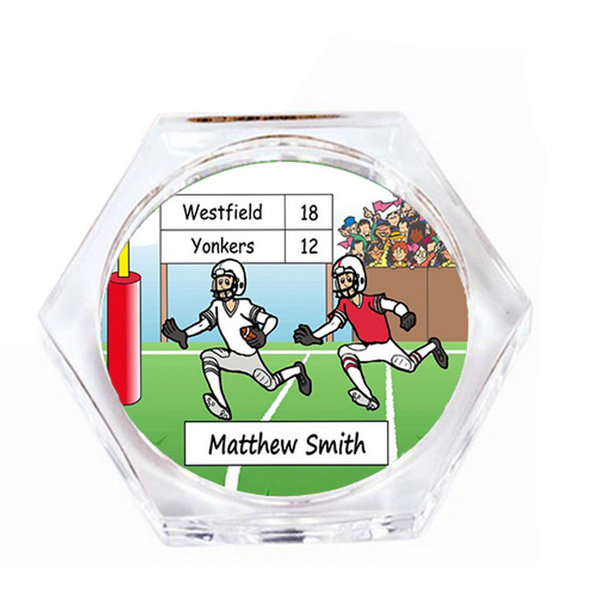 Printed Perfection Personalized Football Player Male Drink Coaster Gift ...