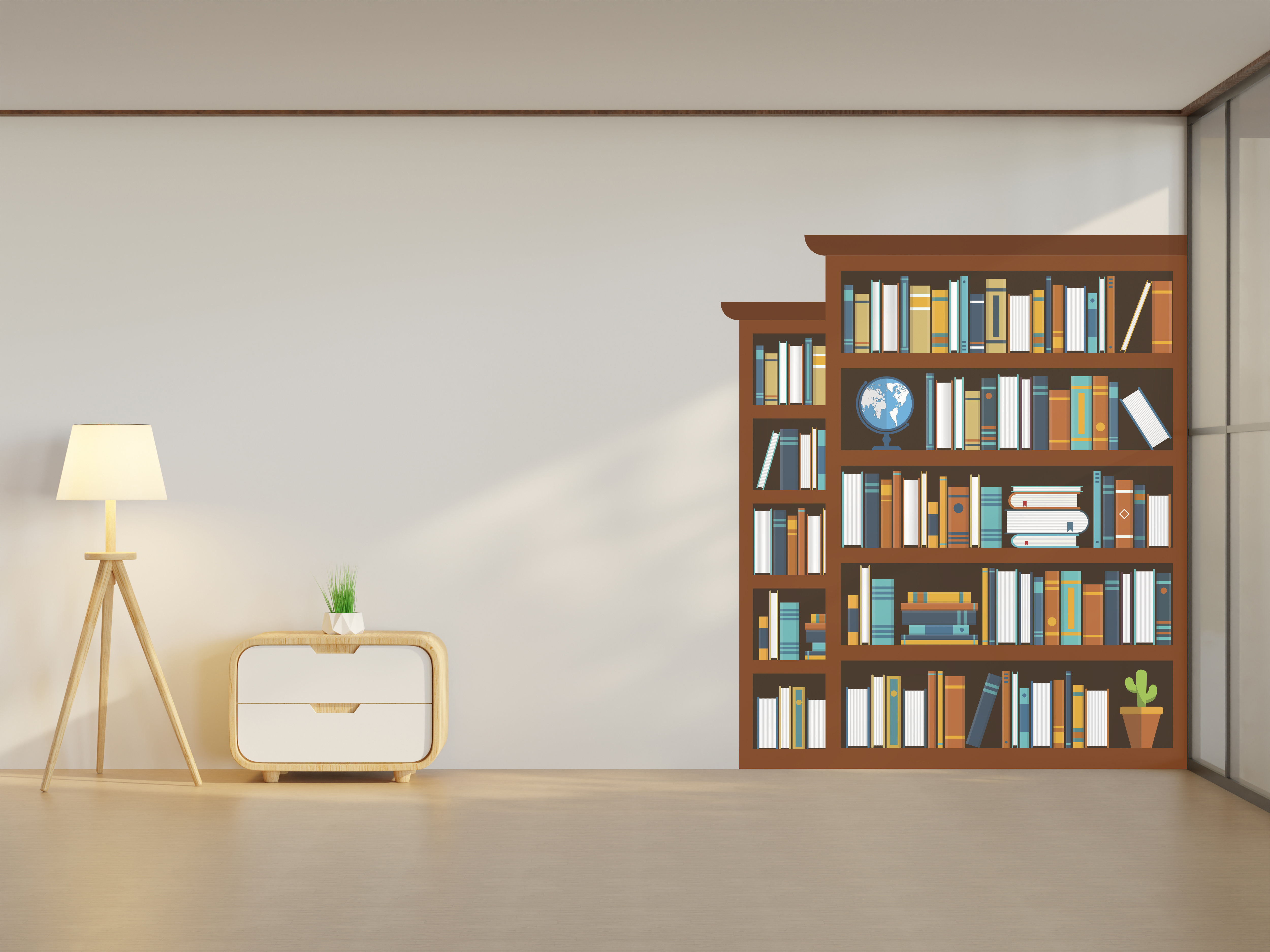 Winston Porter Library Vinyl Wall Art Decals, Books Wall Decor ...