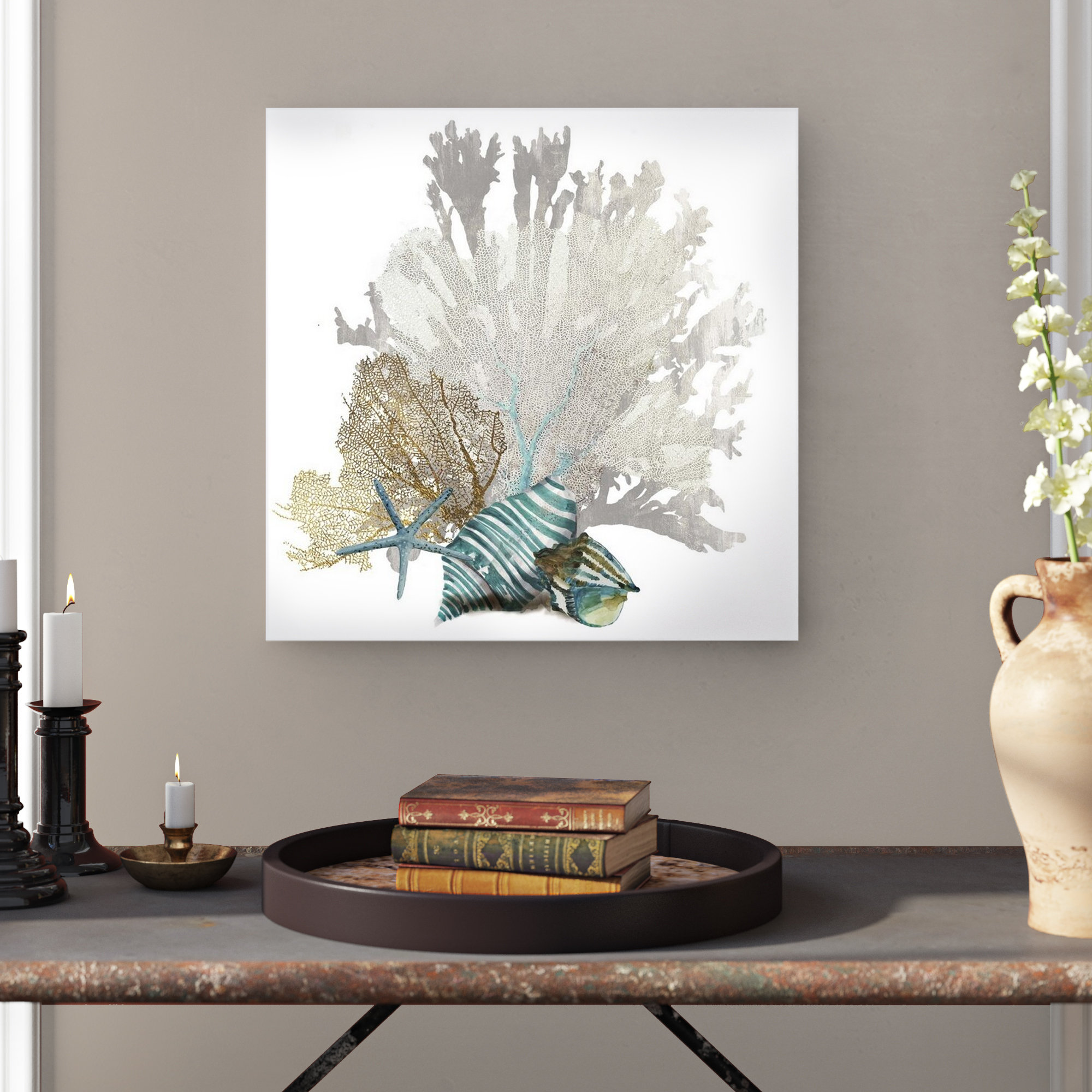 Highland Dunes 'Coral' by Aimee Wilson - Wrapped Canvas Graphic Art ...