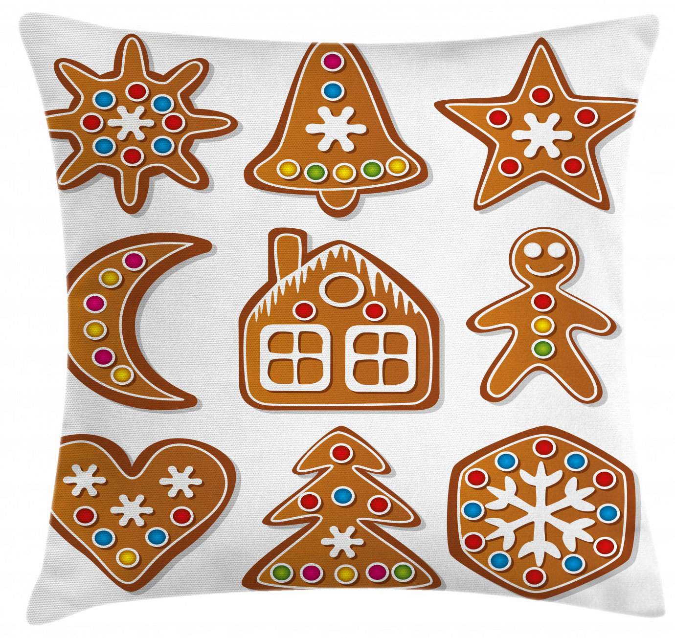 Ambesonne Gingerbread Man Throw Pillow Cushion Cover, Graphic ...