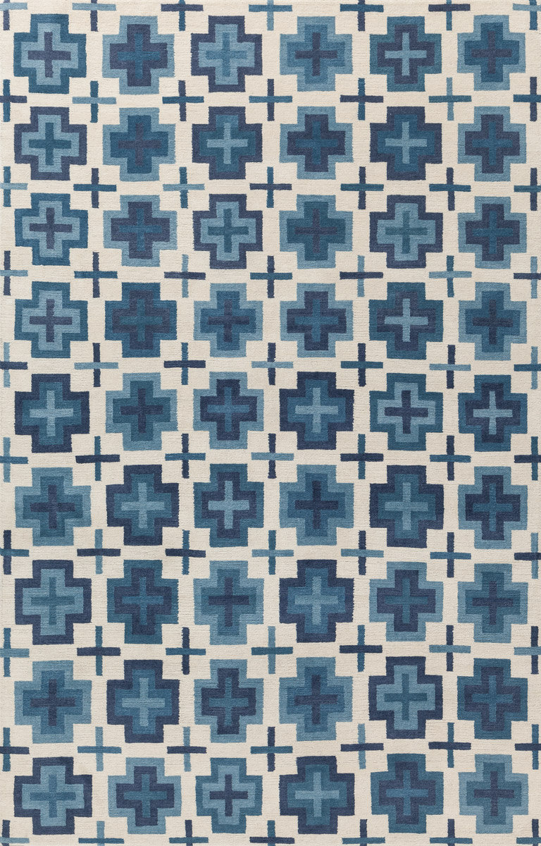 New Moon Rugs Mesa Southwestern Hand-Knotted Wool Area Rug in Ivory ...