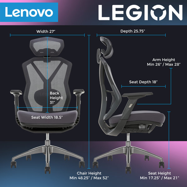 Lenovo Legion Adjustable Ergonomic Swiveling Floor Mesh Game Chair ...