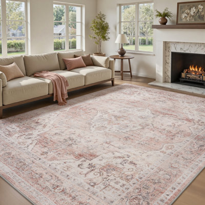 solid light pink area rug