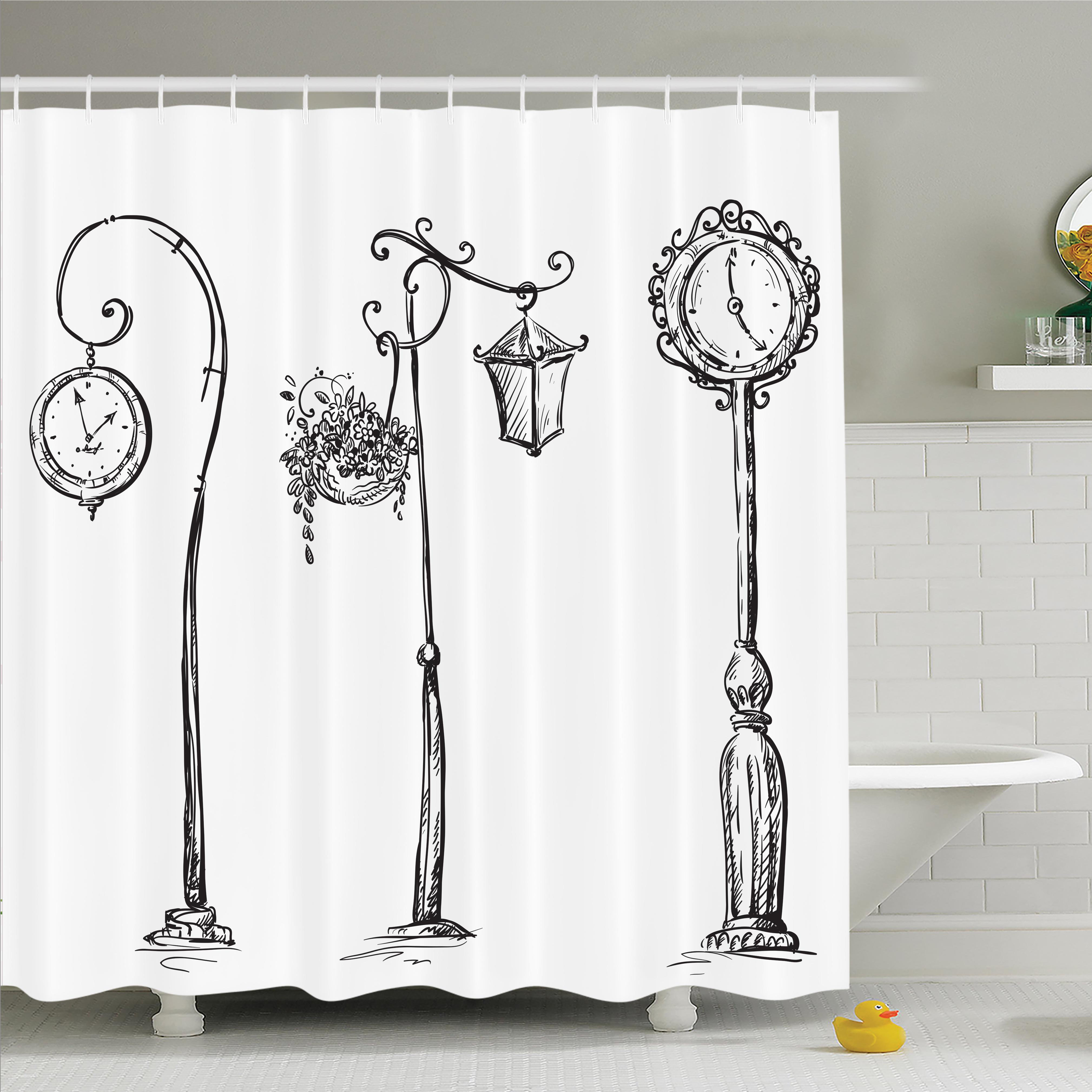 Ambesonne Street Clocks Lamp Shower Curtain Set & Reviews | Wayfair