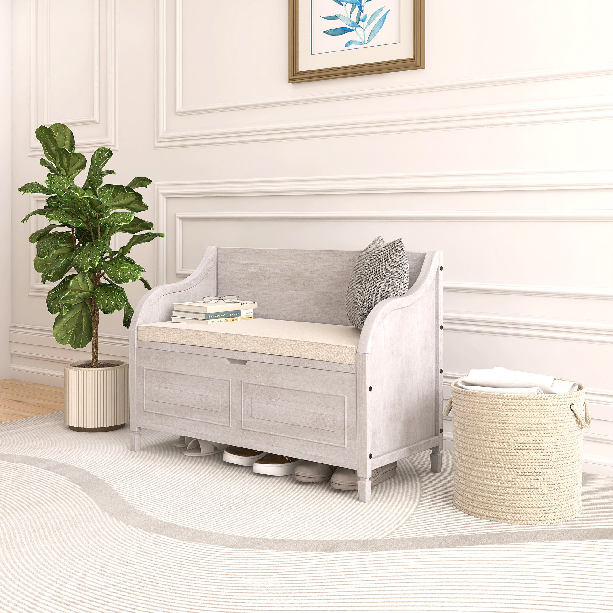 Darby Home Co 42 In. W X 18 In. D Solid Wood Entryway Multifunctional ...