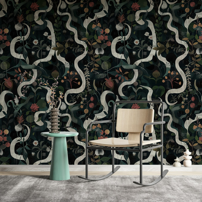 Lark Manor Botanical Floral WallpaperBryelle Peel & Stick Hand-Drawn ...