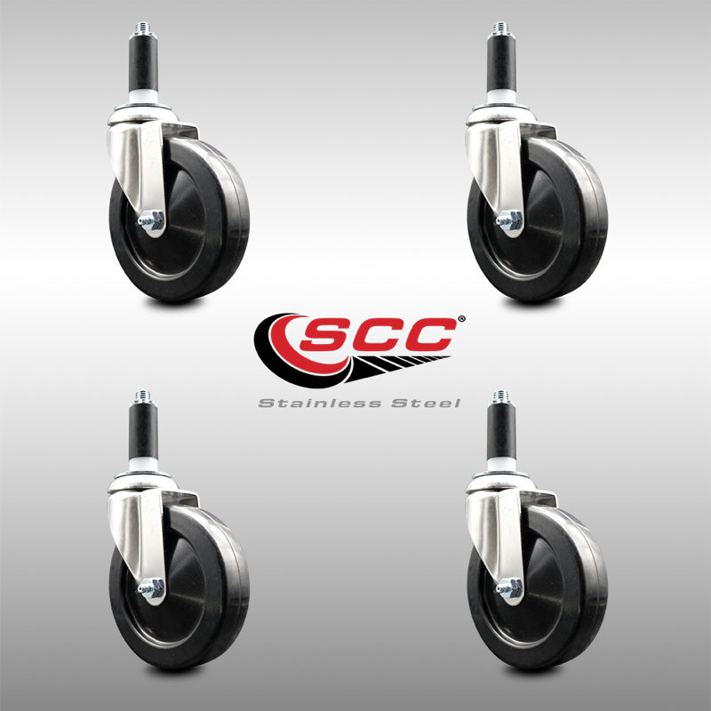 Service Caster 316SS Soft Rubber Wheel Swivel Expanding Stem Caster Set ...
