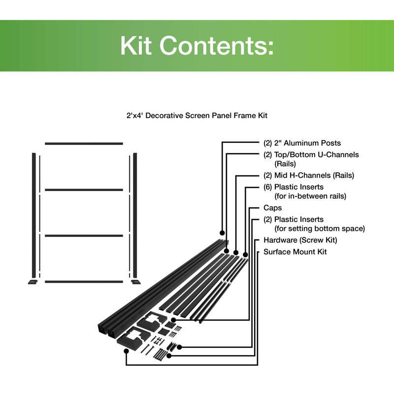 Freestyle 2 ft. x 4 ft. Decorative Screen Panel Frame Kit | Wayfair