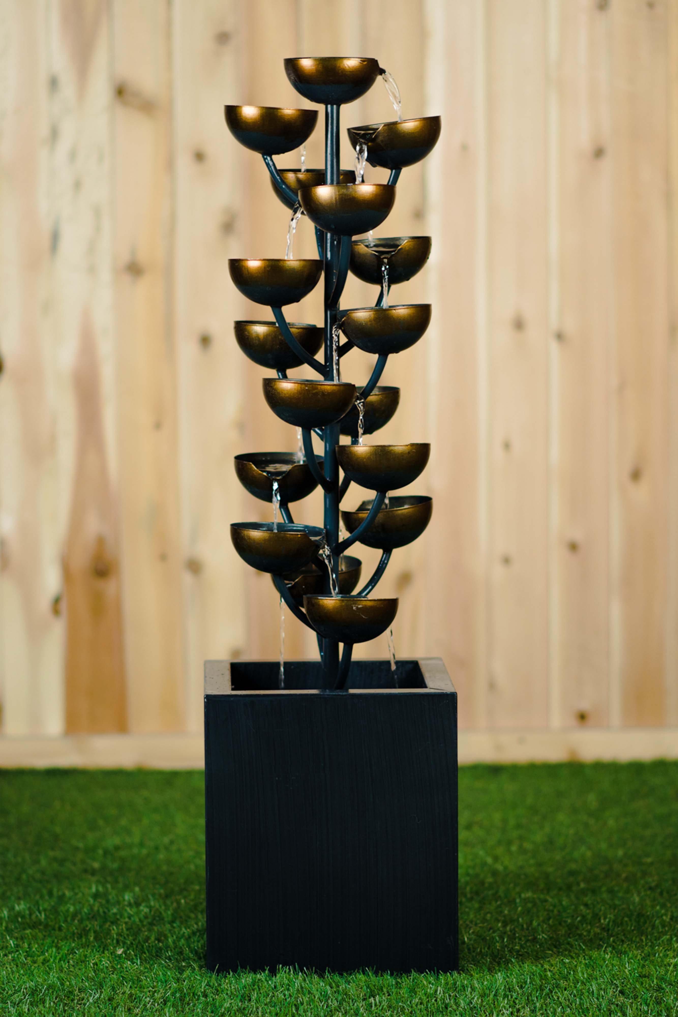 Hi-Line Gift Ltd. Multi Level Zinc Metal Stacked Cups Fountain ...