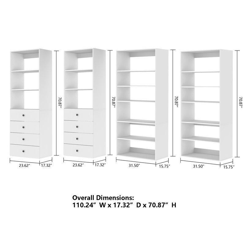 Hokku Designs Modular Closet System With 8 Drawers,Closet Shelving ...