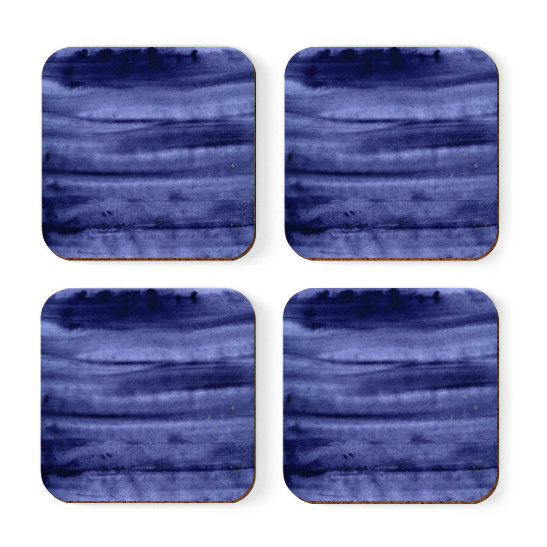 Brayden Studio Square Drink Coffee Coasters Gift Set, Blue Velvet ...