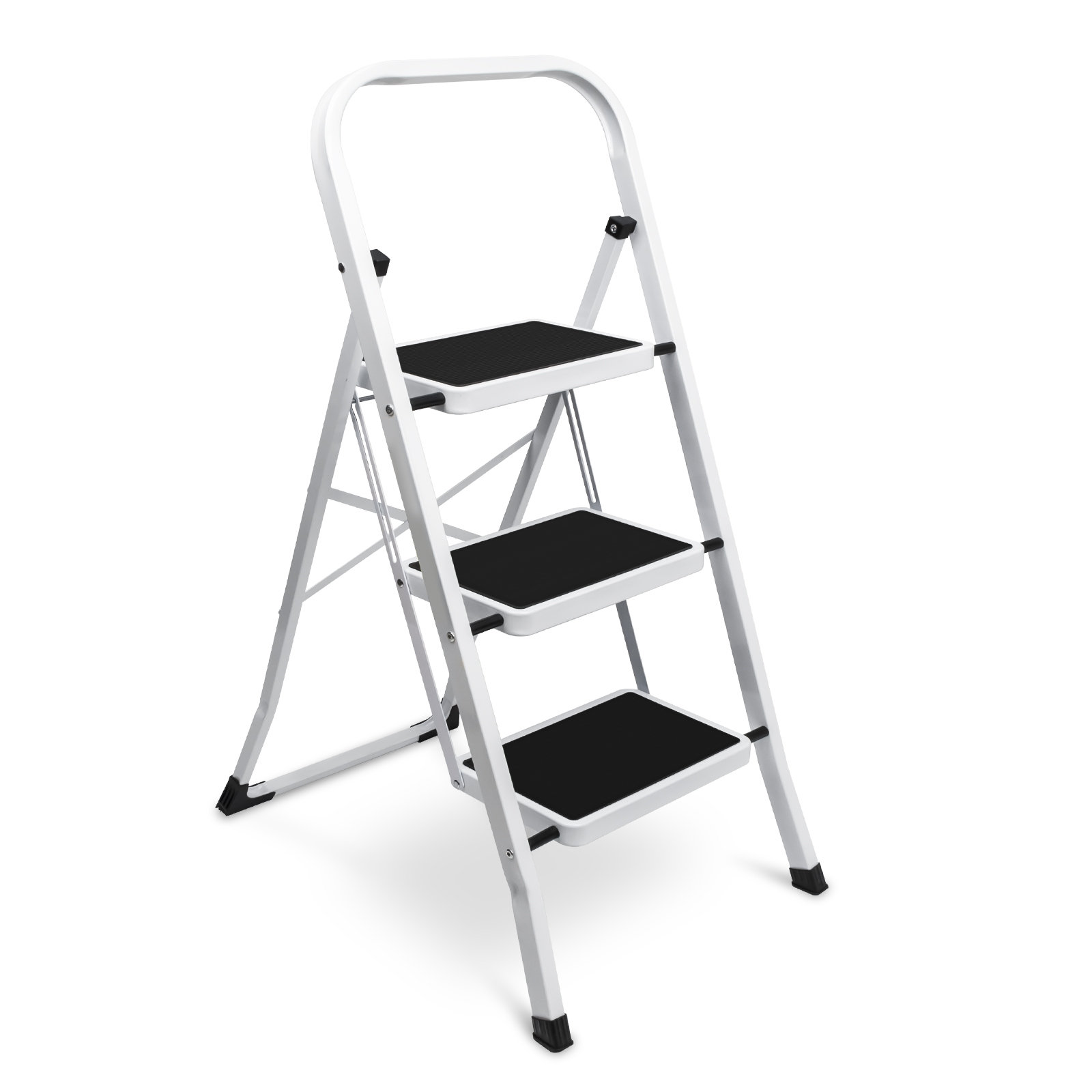 Ebern Designs 3-Step Folding Ladder With Wide Anti-Slip Pedals, 500 Lbs ...