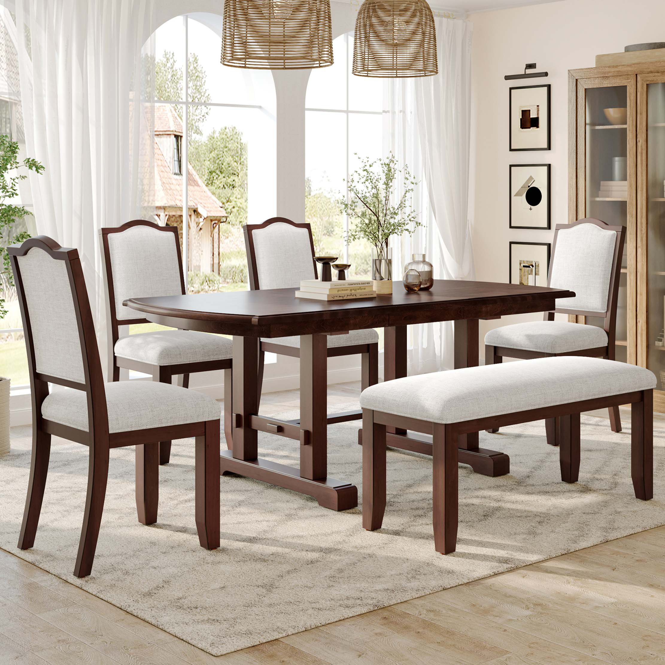 Latitude Run® 6-Piece Dining Table Set, Extendable Wood Dining Table ...