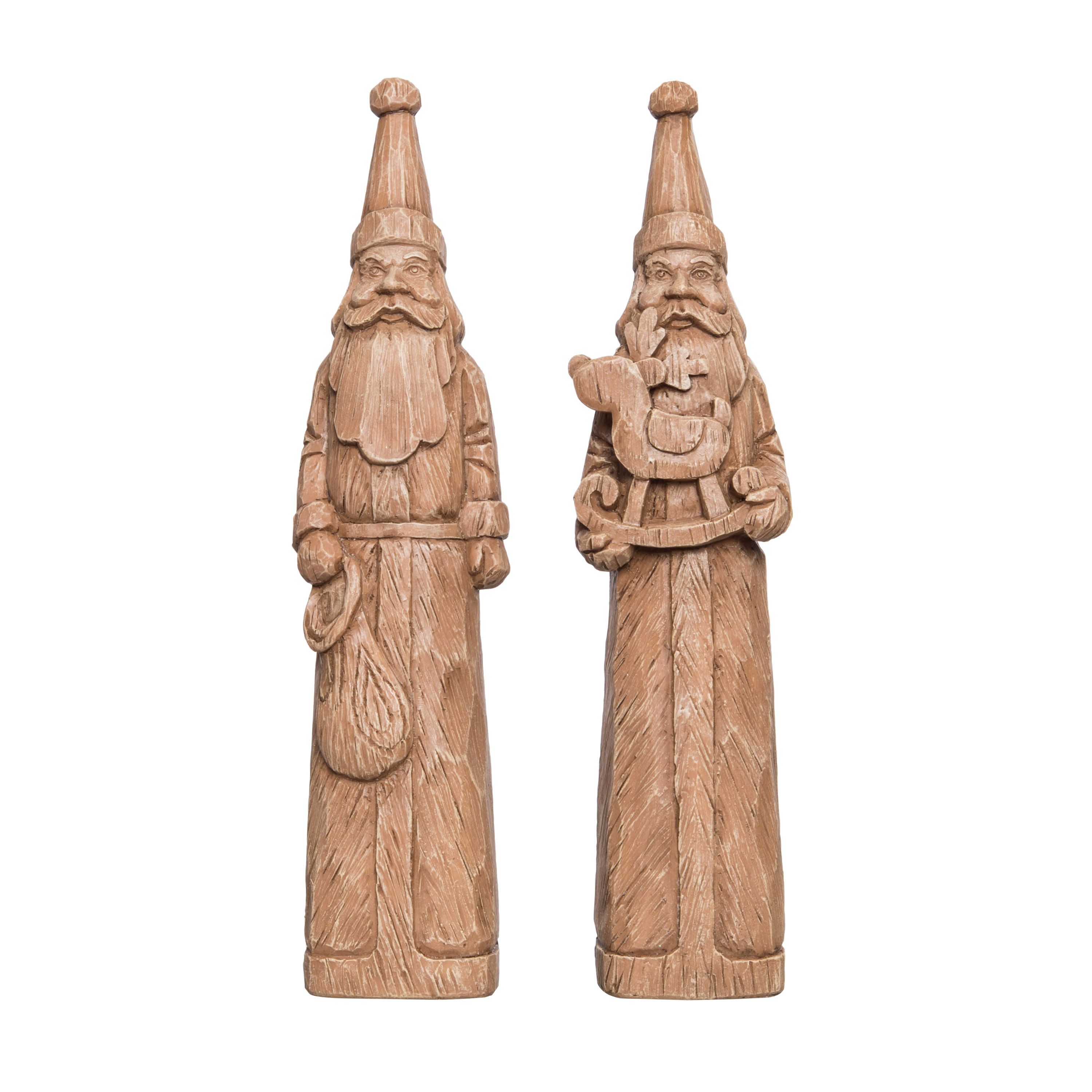 The Holiday Aisle® Large Resin Wood Cut Saint Nick Figurine Set of 2 ...