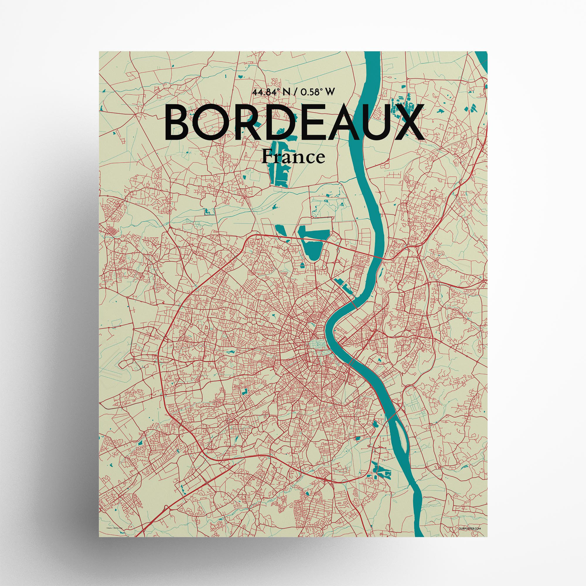 17 Stories Bordeaux France City Map - Unframed Graphic Art Set | Wayfair