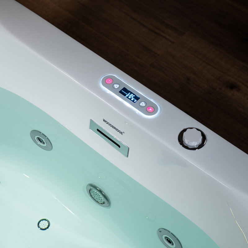 WoodBridge Whirlpool & Air Bubble Heated Freestanding Soaking Double ...