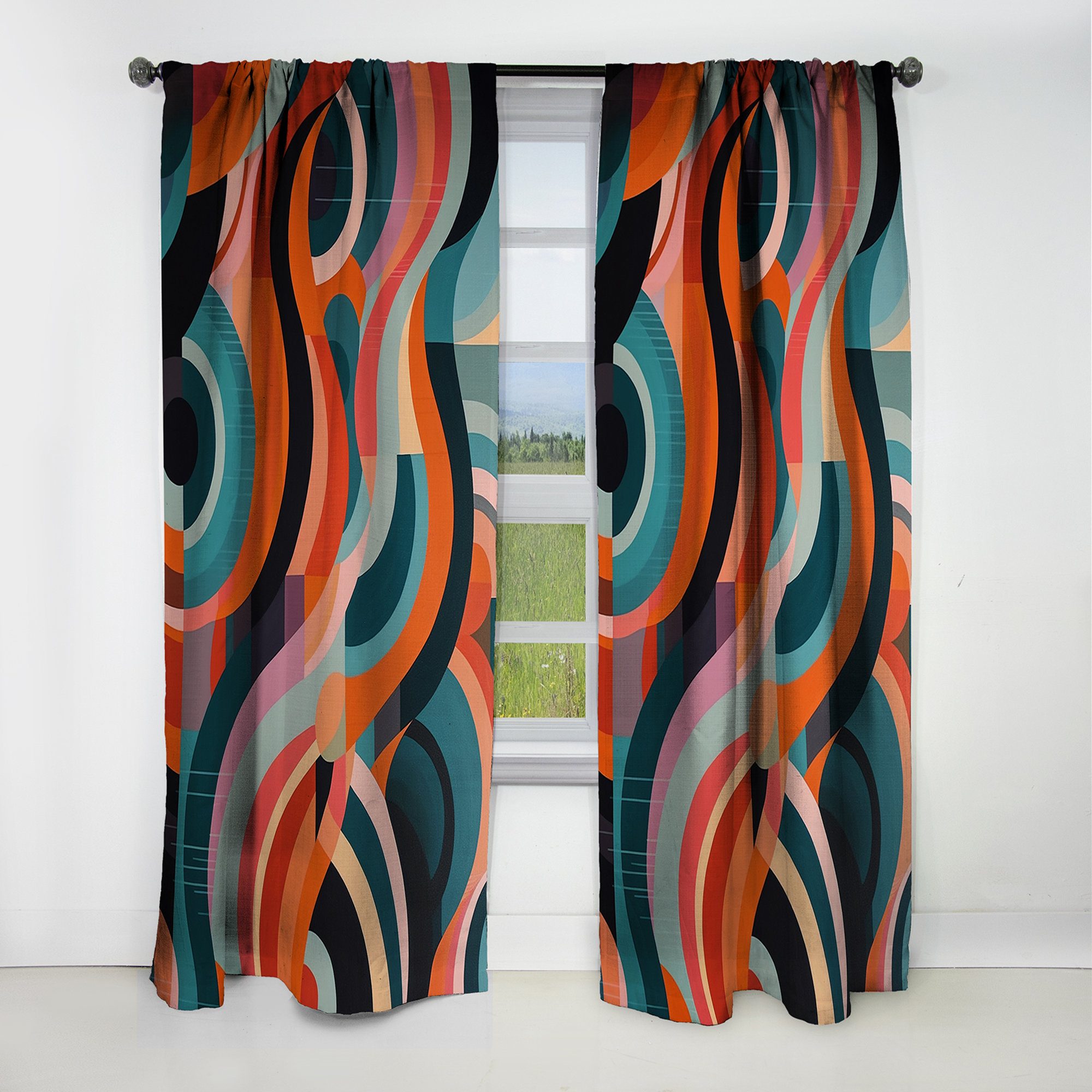 Corrigan Studio® Abstracted Forms In Balance III - Midcentury Curtain ...