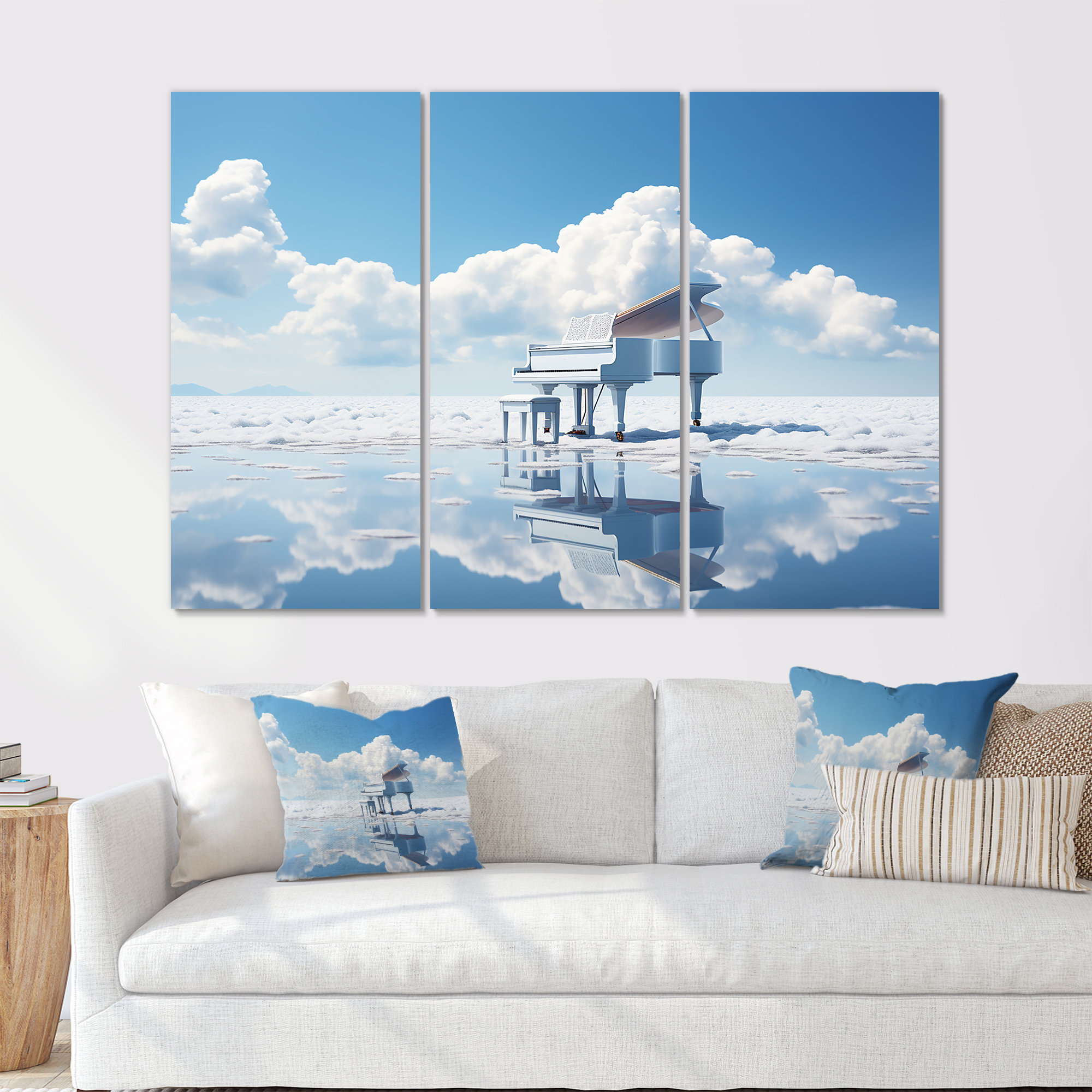 Latitude Run® Floating Piano In Cloud Photo I - Piano Wall Art Living ...