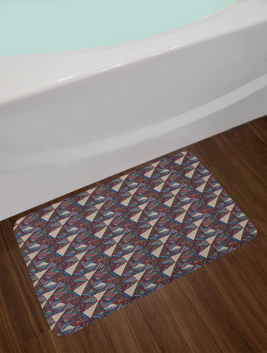 East Urban Home Modern Geometric Triangles Stripes Dots Bath Rug | Wayfair