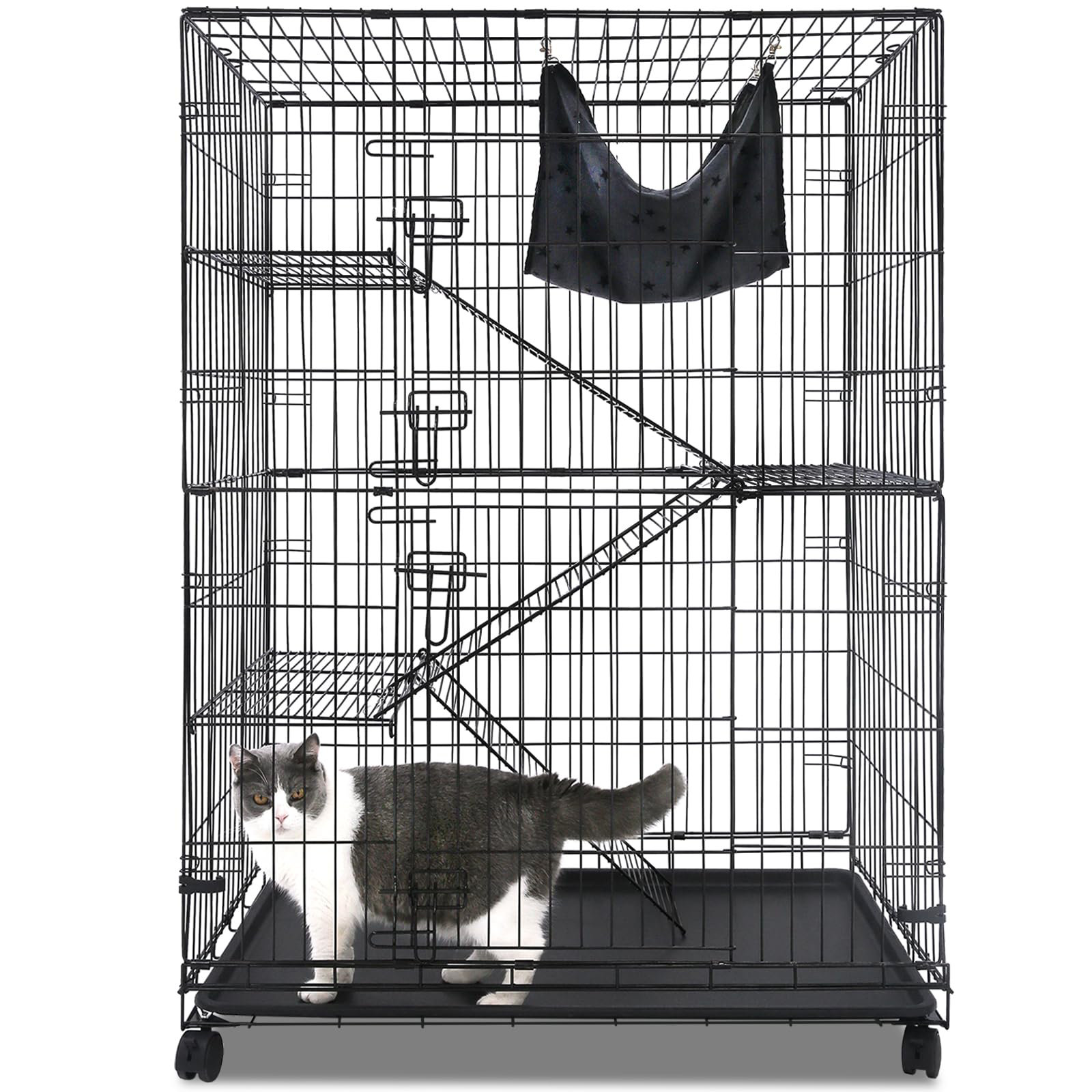 Tucker Murphy Pet™ 50 Inch Cat Crates For Indoor Cats, Large 4-Tier Cat ...